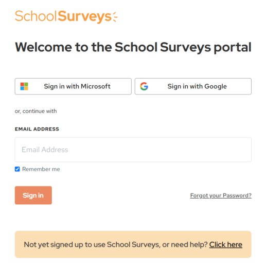 Logging in to School Surveys - School Surveys